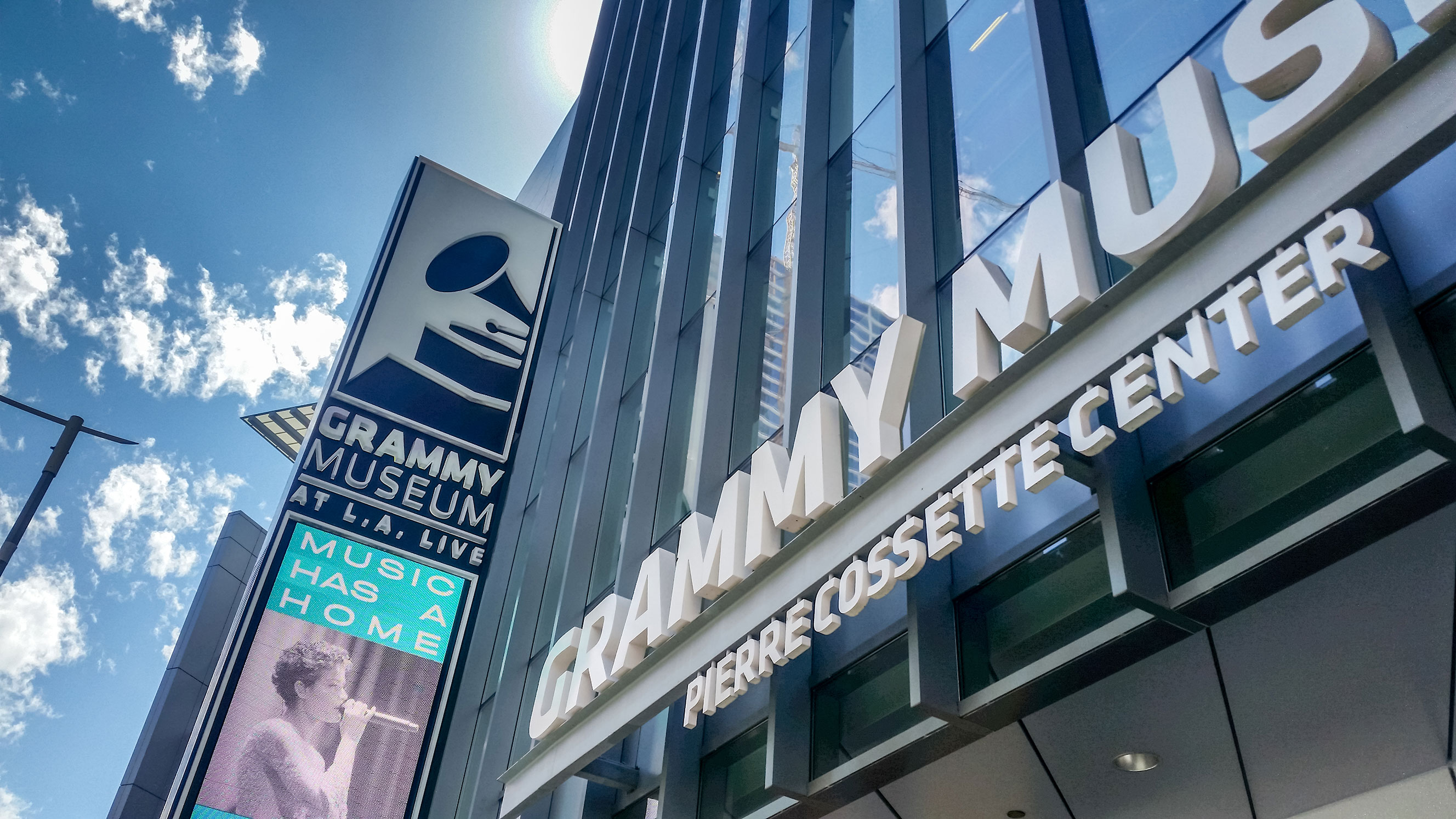Grammy Museum Exterior with Blue Sky